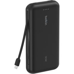 Belkin Powerbank "BOOST CHARGE 20K mit integriertem Kabel 20.000mAh", schwarz, 7,4 V 20mAh, Akkumulatoren