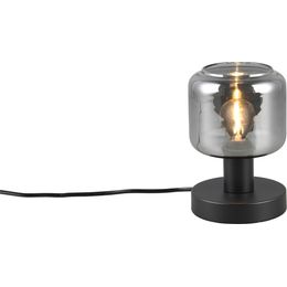 Trio LEUCHTEN Tischleuchte "MATARO, Tischlampe mit Glasschirm, exkl 1x E14 max 10W, Schnurschalter", schwarz matt, rauchglas, 1, &Oslash; 12cm H: 18cm, 1 Stk., Leuchten, mit chrombedampften Glas Lampenschirmen smokefarbig, &Oslash; 12 cm H.18cm, Tischleuchte