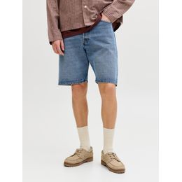 Jack & Jones Shorts JACK & JONES "JJITONY JJORIGINAL SHORTS AKM 111", Herren, Gr. L, N-Gr, blau (blau denim), Web, Obermaterial: 100% Baumwolle, unifarben, relaxed fit knielang, Hosen Shorts