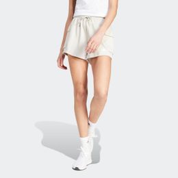Shorts adidas Sportswear "ESSENTIALS SMALL LOGO FRENCH TERRY", Damen, Gr. XXL, N-Gr, grau (wonder aluminium, wei&szlig;, normal, gr.), Obermaterial: 70% Baumwolle, 30% Polyester, Hosen Shorts, lockere Passform, mit Kordelverschluss, aus weichem French Terry