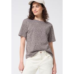 T-Shirt STREET ONE STUDIO, Damen, Gr. 34, vanilla sand, Web, 100% Baumwolle, comfort fit normal, Rundhals, normaler Saum, Shirts T-Shirt, mit Rundhalsausschnitt