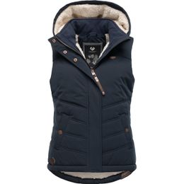 Steppweste Ragwear "Hesty", Damen, Gr. XS (34), blau (aquablau), Au&szlig;enmaterial: 100% Polyester. Innenfutter: 100% Polyester. Wattierung: 100% Polyester, tailliert Po-bedeckend, hoch geschlossener Ausschnitt, Westen Steppweste, Wasserdichte Outdoor-Weste mit abnehmbarer Kapuze