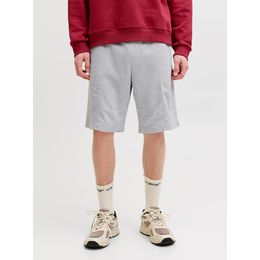 Jack & Jones Sweatshorts JACK & JONES "JPSTKARL BRADLEY PINTUCK SHORT STYD SS26", Herren, Gr. L, N-Gr, light grau melange, angeraute Sweatware, Obermaterial: 65% Polyester, 35% Baumwolle, meliert, loose fit kniebedeckend, Hosen Sweatshorts, Materialmix, relexed fit