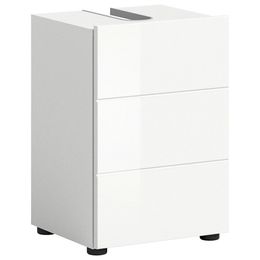 Mid.you Waschbeckenunterschrank Vira, Wei&szlig;, Wei&szlig; Hochglanz, Kunststoff, 1 F&auml;cher, 56 cm, FSC Mix, stehend, Badezimmer, Badezimmerschr&auml;nke, Waschbeckenunterschr&auml;nke