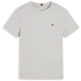 T-Shirt Tommy Hilfiger "ESSENTIAL COTTON TEE S/S", Jungen, Gr. 16 (176), grau heather, Single Jersey, Obermaterial: 100% Baumwolle, regular fit, Rundhals, abgesteppt, Shirts T-Shirt, mit Logostickerei