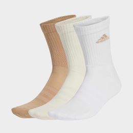 Funktionssocken adidas Performance "CUSHIONED CREW, 3 PAAR", Damen, Gr. L (43/45), wei&szlig; (wei&szlig;, wonder wei&szlig;, warm sandstone), Obermaterial: 62% Baumwolle, 36% Polyester, 1% Elasthan, 1% sonstige Fasern, Socken