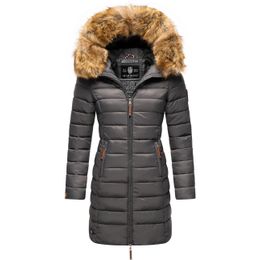 Steppmantel Marikoo "Rose-Stepp", Damen, Gr. 4XL (48), grau (dunkelgrau), Oberstoff: 100% Nylon. Futter: 100% Polyester. Wattierung: 100% Polyester. &Auml;rmelfutter: 100% Polyester. Kunstpelz: 90% Polyacryl, 10% Polyester, figurbetont Po-bedeckend, &Auml;rmel ohne &Auml;rmelschlitz normaler Saum, M&auml;ntel Steppmantel, zeitloser Winterparka mit gro&szlig;er Kunstfellkapuze