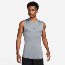 Tanktop Nike "M NP DF TOP SL TIGHT", Herren, Gr. L, smoke grau, schwarz, Obermaterial: 90% Polyester, 10% Elasthan, Tops Tanktop, sportlicher Stil, f&uuml;r Fitness und sportliche Aktivit&auml;ten, &auml;rmellos