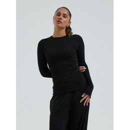 Funktionstop SEAMLESS BASIC "Seamless Basic Top Wooly", Damen, Gr. S/M, schwarz, Obermaterial: 85% Wolle, 15% Seide, Tops