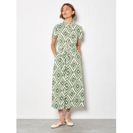 Druckkleid Apricot "Midikleid", Damen, Gr. S (36), N-Gr, gr&uuml;n, gewebt, Obermaterial: 100% Viskose CV., gemustert, normal, Kleider Druckkleid, mit Bindeband