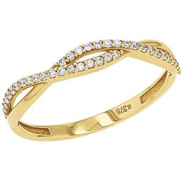 Fingerring Amor "2036754/-55/-56/-57/-77" Gr. 56, gold (gelbgoldfarben, kristallwei&szlig;), Fingerringe, Damen, 56, Gelbgold 375, 1,1mm, Fingerring, mit Zirkonia (synth.)
