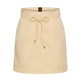 Webrock BOSS Orange "Varachute Premium Damenmode", Damen, Gr. 36, beige (open beige 287), Web, Obermaterial: 98% Baumwolle, 2% Elasthan, unifarben, regular fit ca. Mitte Oberschenkel, R&ouml;cke, mit Bindeband