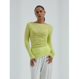 Kurzarmhemd SEAMLESS BASIC "Seamless Basic T-shirt Cotton", Damen, Gr. S/M, gelb (neon gelb), Obermaterial: 100% Baumwolle, Hemden