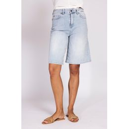 Shorts Zhrill "INSA Denim Bermuda", Damen, Gr. 26, N-Gr, blau, Web, Obermaterial: 89% Baumwolle, 9% Polyester, 2% Elasthan, knielang, Hosen Shorts, Sommerhose knielang, im Bermuda-Stil