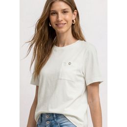 T-Shirt Street One, Damen, Gr. 34, sanftes wei&szlig;, Web, 50% Baumwolle, 50% Modal, unifarben, comfort fit normal, Rundhals, normaler Saum, Shirts T-Shirt, mit Brusttasche
