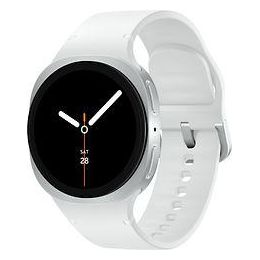 Samsung Galaxy Watch8 40 mm Aluminiumgeh&auml;use silver am Sport Band S/M white [Wi-Fi + 4G]