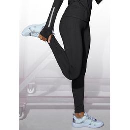active by Lascana LASCANA ACTIVE Thermoleggings schwarz Gr. XS (32/34) f&uuml;r Damen. Mit Logodruck, reflektierende Details. Bequem. Nachhaltig.