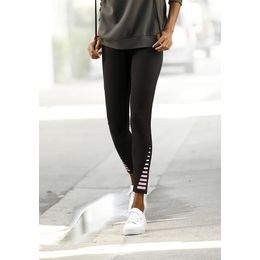 Buffalo Leggings schwarz Gr. 32/34 f&uuml;r Damen. Mit Kontrastdetail, Druck. Figurbetont. Nachhaltig.