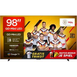 TCL Mini-LED-Fernseher "98Q6CX7", Energieeffizienz: E (A-G), schwarz, 98, Fernseher, 4K Multi-HDR Dolby Vision, 144Hz, ONKYO Dolby Atmos, Apple Airplay 2