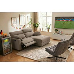 Ecksofa Inosign "JENNA L-Form, 209cm - OTTO. Verl&auml;ssliche Qualit&auml;t.", grau (taupe), B:209cm H:100,5cm T:163cm, Webstoff 100% Polyester, Sofas, Ecksofa, manuelle o. elektrische Relaxfunktion, USB A/C, Struktur fein.