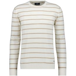 Rundhalspullover Ragman, Herren, Gr. 54, beige (ecru, 008), Strick, 70% Baumwolle 30% Leinen, ohne Ausschnitt, Pullover Rundhalspullover