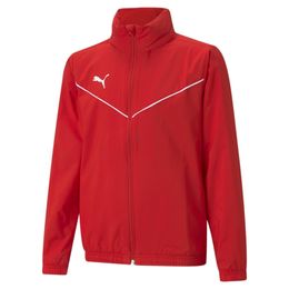 Windbreaker Puma "TEAMRISE ALL WEATHER JKT JR", Kinder, Gr. 140, Puma rot, Puma wei&szlig;, Obermaterial: 100% Polyester, unifarben, regular fit normal, Jacken Windbreaker, sportlicher Stil, mit Kapuze, mit Rei&szlig;verschlusstasche, Regular Fit