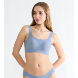 Bustier Sloggi "ZERO Feel 2.0", Damen, Gr. S, N-Gr, blau (chambray), Single Jersey, Obermaterial: 76% Polyamid, 24% Elasthan, BHs Bustier, mit herausnehmbaren Pads, leichter Halt, Mikrofaser