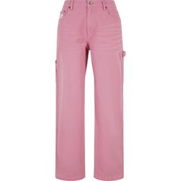 Bequeme Jeans Karl Kani "Karl Kani Damen Karl Kani OG Baggy Workwear Pants", Damen, Gr. XS, US-Gr&ouml;&szlig;en, rose, 100% Baumwolle, unifarben, Jeans