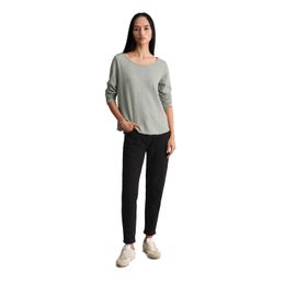 Marc O'Polo Langarmshirt MARC O'POLO DENIM "aus Organic Cotton", Damen, Gr. L, grau (stone melange), Obermaterial: 100% Baumwolle, unifarben, regular fit, Rundhals, Rollkante, Shirts Langarmshirt