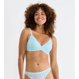 Push-up-BH Sloggi "ZERO Feel Air THE UP", Damen, Gr. L, N-Gr, blau (fresh mint), Single Jersey, Obermaterial: 46% Polyamid, 46% Polyester, 8% Elasthan, BHs Push-up-BH, atmungskativ, semi-transparenter Look, fest integrierte Pads