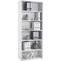 B&uuml;cherregal FMD "Calvi", wei&szlig; (wei&szlig; brilliant), B:89cm H:221,5cm T:40cm, Holzwerkstoff, Regale, B&uuml;cherregal, in 2 H&ouml;hen, viel Staur., verstellb. B&ouml;den, erweiterbar, Breite: 89 cm
