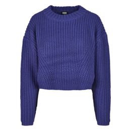 Rundhalspullover Urban Classics "Urban Classics Damen Ladies Wide Oversize Sweater", Damen, Gr. 3XL, blau (blaulila), 100% Polyacryl, unifarben, oversize, Rundhals, Pullover Rundhalspullover