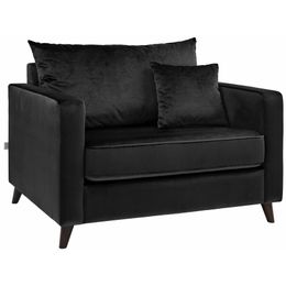 Loveseat Home Affaire "Renesse", schwarz, B:112cm H:74cm T:90cm, Luxus-Microfaser ALTARA NUBUCK (100% Polyester);Samtvelours 100% Polyester, Sessel, lose Kissen, Keder an Sitzkissen