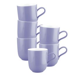 Becher Seltmann Weiden "Henkelbecher Liberty Pure Colors 400 ml 6er Set", lila (grape lila), B:8,6cm H:10cm, Porzellan, Trinkgef&auml;&szlig;e, Becher, Sp&uuml;lmaschinenfest, Mikrowellensicher, Ofenfest