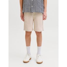 Jack & Jones Shorts JACK & JONES JUNIOR "JPSTJAIDEN HYBRID BONDI JOGGER SHO JNR", M&auml;dchen, Gr. 140, N-Gr, moonbeam, Web, Obermaterial: 80% Baumwolle, 20% Leinen, unifarben, relaxed fit knielang, Hosen Shorts