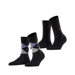 Socken Burlington "Everyday Mix", Damen, Gr. 36-41, schwarz, Baumwollmischung, Argyle-Muster, normal, Socken Socken, Einheitsgr&ouml;&szlig;e 36-41, unifarben und Argyle-Muster