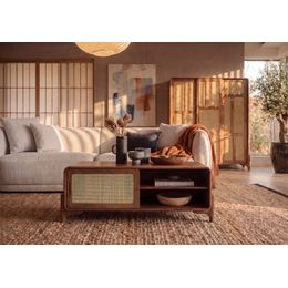 Couchtisch Mango/Seegras 120x70x45 hellbraun lackiert MIZUMI #115