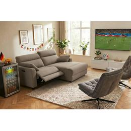 Ecksofa Inosign "JENNA L-Form, 209cm - OTTO. Verl&auml;ssliche Qualit&auml;t.", grau (taupe), B:209cm H:100,5cm T:163cm, Webstoff 100% Polyester, Sofas, Ecksofa, manuelle o. elektrische Relaxfunktion, USB A/C, Struktur fein.