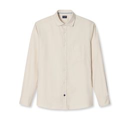Flanellhemd OLYMP, Herren, Gr. XL, N-Gr, beige, Flanell, Obermaterial: 100% Baumwolle, 1-Knopf-Manschette, Hemden, casual, modern fit, Kentkragen, unifarben