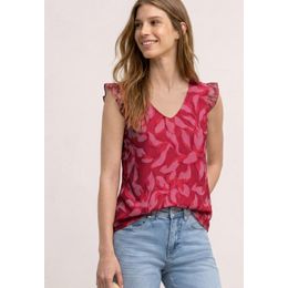 Shirttop Street One, Damen, Gr. 40, salsa rot, Jersey, Obermaterial: 95% Polyester, 5% Elasthan. Futter: 100% Viskose, gebl&uuml;mt, regular fit h&uuml;ftbedeckend, Rundhals, Tops Shirttop, Gebl&uuml;mtes Sommertop mit Volant-Details