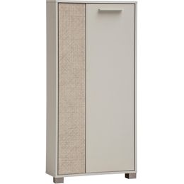 Midischrank Schildmeyer "Edno Highboard, Breite 59 cm", beige (cremebeige), B:59,8cm H:85,2cm T:19,7cm, FSC-zertifizierter Holzwerkstoff, Schr&auml;nke, Midischrank, Fronten in Canasta-Dekor mit Korbgeflecht-Design