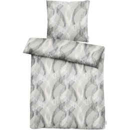 Bettw&auml;sche Apelt "Tim", grau, B/L: 155cm x 220cm, 1 Stk., 1 Stk., Satin (Bio-Baumwolle), B/L: 80cm x 80cm, Satin (Bio-Baumwolle), Obermaterial: 100% Baumwolle, Bettw&auml;sche, Bettw&auml;sche, mit floralem Print