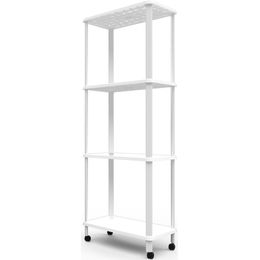Badregal Bischof "Amico", wei&szlig;, B:50cm H:138cm T:30cm, Kunststoff, Regale, Badregal, stabil, mobil, agil und zu 100% aus recyceltem Material