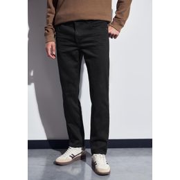 Regular-fit-Jeans Street One MEN, Herren, Gr. 34, L&auml;nge 32, schwarz (clean schwarz), Jeans, 70% Baumwolle, 20% Polyester, 8% Viskose, 2% Elasthan, unifarben, lang, Jeans, aus Baumwolle mit Stretchanteil