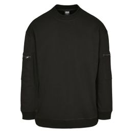 Rundhalspullover Urban Classics "Urban Classics Herren Training Terry Crew", Herren, Gr. S, schwarz, 65% Baumwolle, 35% Polyester, unifarben, oversize, Rundhals, Pullover Rundhalspullover