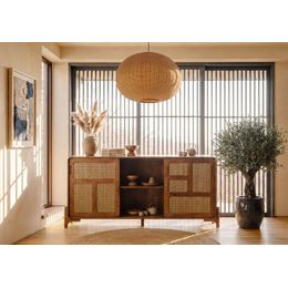 Sideboard Mango/Seegras 180x40x80 hellbraun lackiert MIZUMI #102