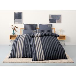 Bettw&auml;sche CAMP DAVID "Levvi", marine, B/L: 135cm x 200cm, 1 Stk., 1 Stk., Renforc&eacute;, B/L: 40cm x 80cm, 3 tlg., Renforc&eacute;, Obermaterial: 100% Baumwolle, Bettw&auml;sche, Bettw&auml;sche, NEUHEIT Bettw&auml;sche ab 135x200cm, mit Streifen & Logo-Print