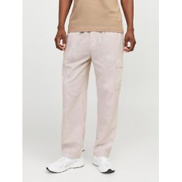Jack & Jones Cargohose JACK & JONES "JPSTKARL SUMMER CARGO SN STYD", Herren, Gr. M, N-Gr, crockery detail:melange, Web, Obermaterial: 85% Baumwolle, 15% Polyester, meliert, loose fit kn&ouml;chellang, Hosen Cargohose, mit Taschen