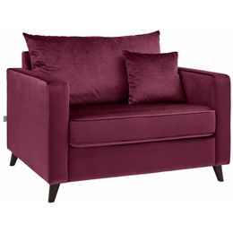Loveseat Home Affaire "Renesse", rot, B:112cm H:74cm T:90cm, Luxus-Microfaser ALTARA NUBUCK (100% Polyester);Samtvelours 100% Polyester, Sessel, lose Kissen, Keder an Sitzkissen