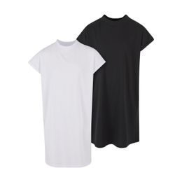 Shirtkleid Urban Classics "Urban Classics Damen Girls Turtle Extended Shoulder Dress", M&auml;dchen, Gr. 110/116, Normalgr&ouml;&szlig;en, schwarz, wei&szlig;, 100% Baumwolle, unifarben, loose fit, Rundhals, Kleider Shirtkleid